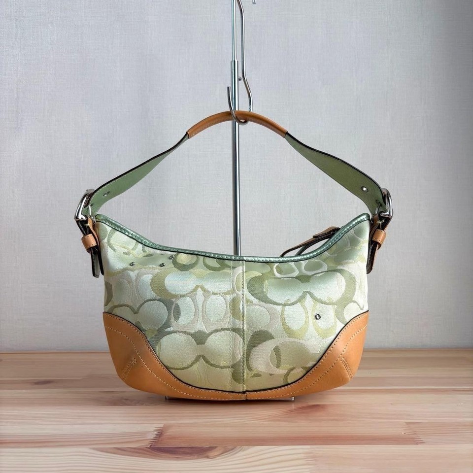 COACH Ladybug Limited Edition Signature Optic Hand Bag Green Used ...