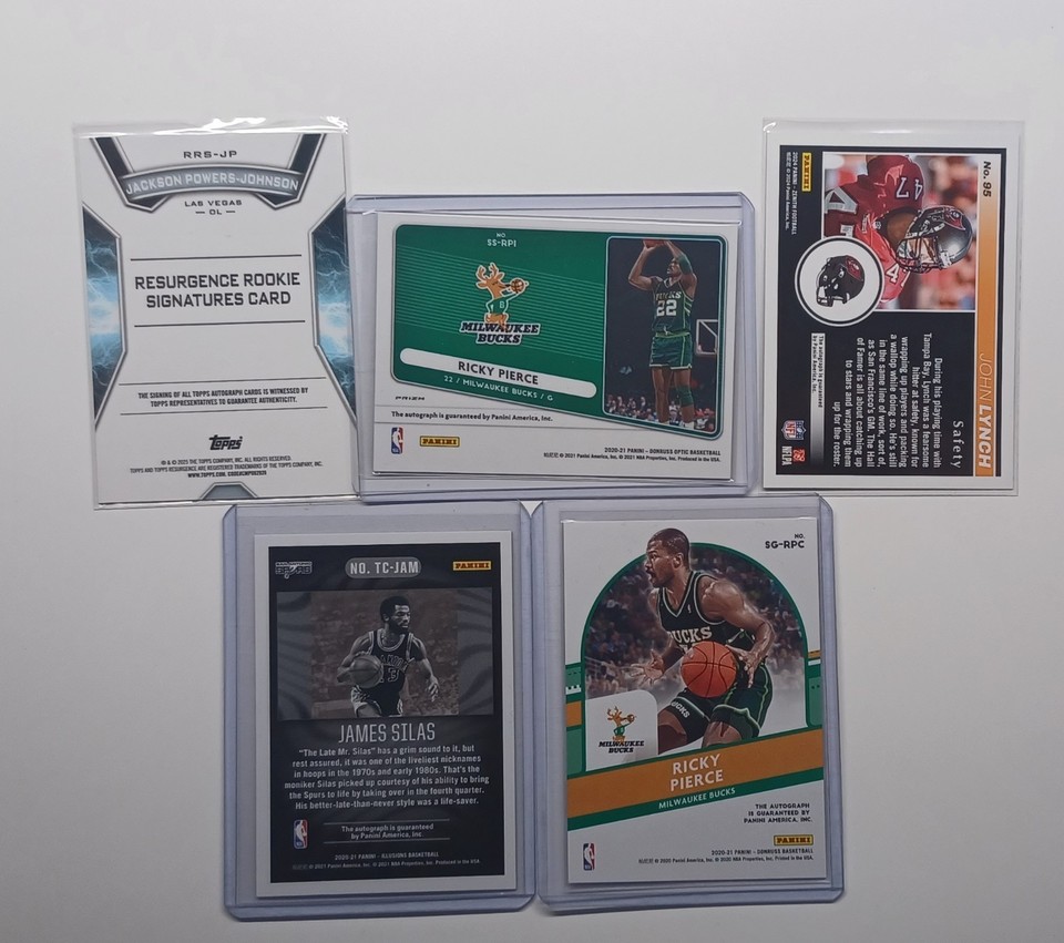 AUTO'S LOTOF 5 CARDS LYNCH,2- PIERCE,SILAS,JOHNSON GREAT BUY FOR AUTO ...