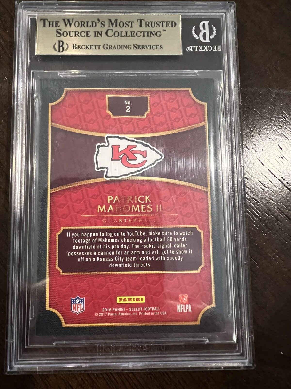 2016 Select XRC Silver Prizm PATRICK MAHOMES #QB2 KC Chiefs BGS 9.5 ...