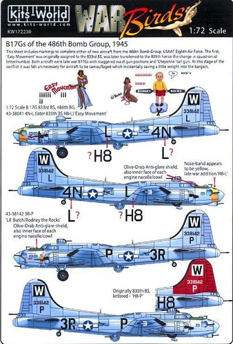 Kits World Decals 1/72 BOEING B-17G FLYING FORTRESS 486th BOMB GROUP ...