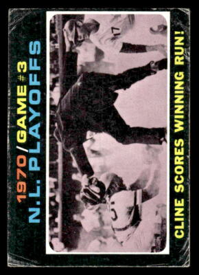 1971 Topps #201 NL Playoffs Game 3 - Cline Scores Winning Run! LCS GD ...