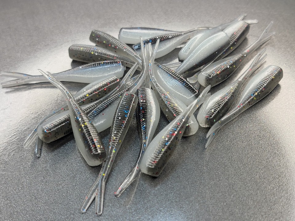 (20) - 2" Slab Crusher "Threadfin Shad" Crappie Jig GRUBS BAIT PANFISH ...