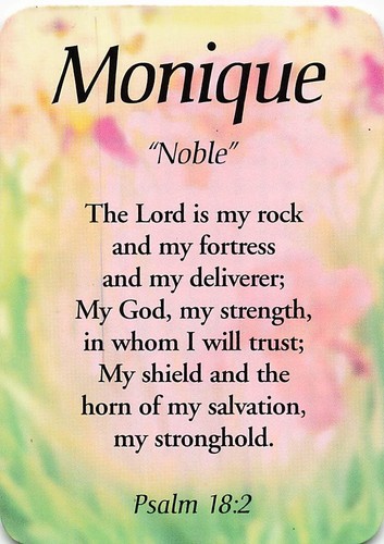 Monique "Noble" Keepsake Name Meaning Card with Verse | eBay