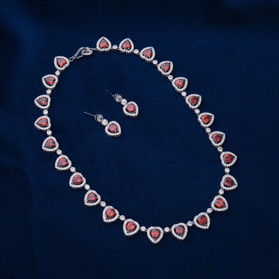 Pretty Woman Opera Jewellery Set, with Red 5A Cubic Zirconia, Julia ...