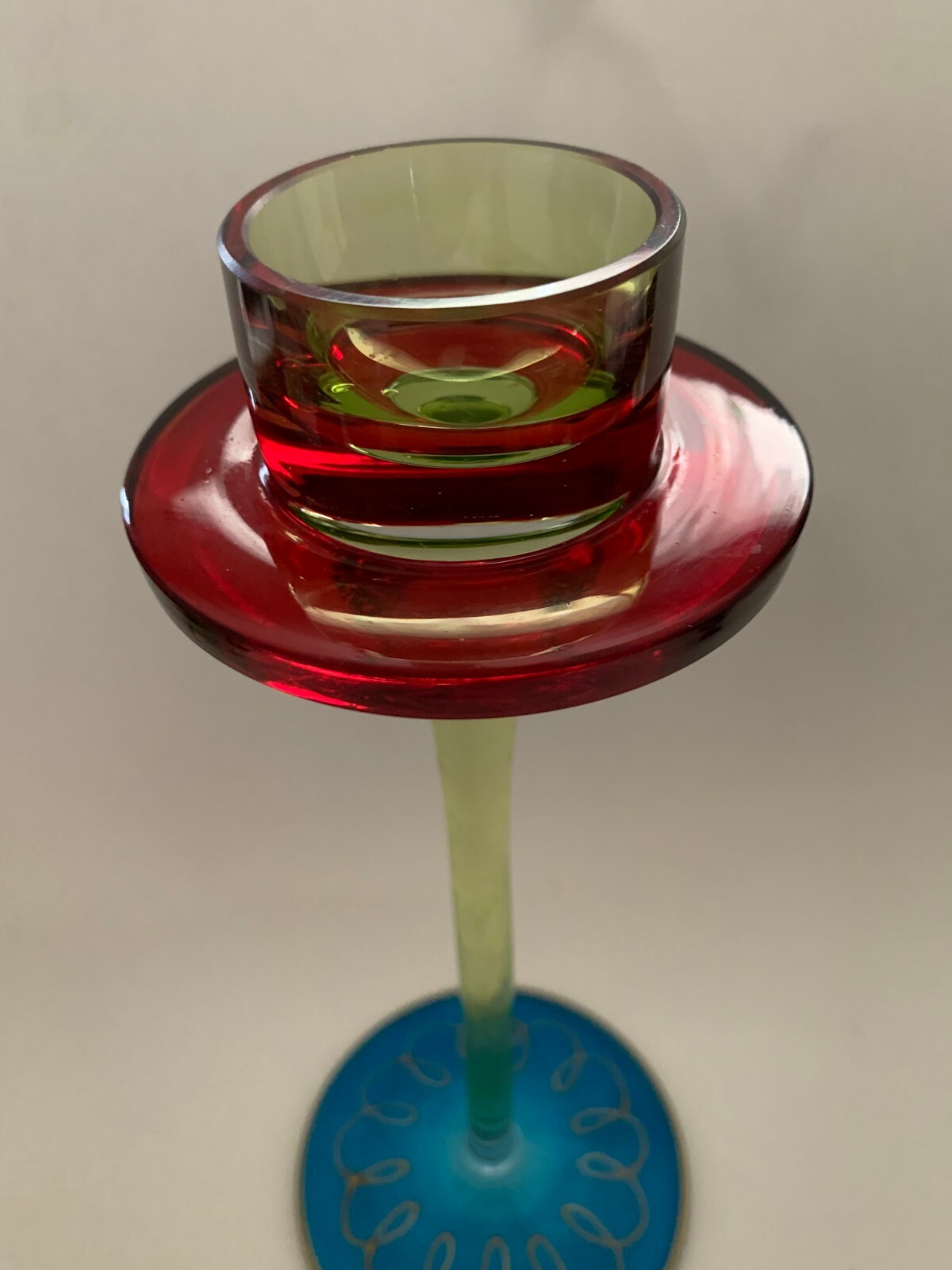 Vintage Stretched Art Glass Multi Color Candle Stick | eBay