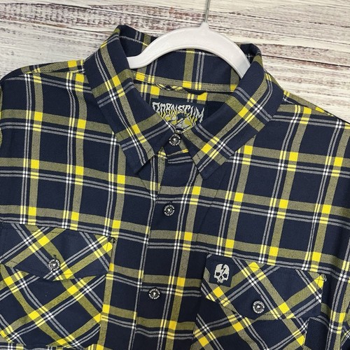 Born Scum Shipwrecked Long Sleeve Flannel Shirt Mens Size Large Navy ...