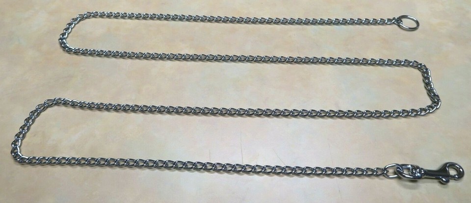 Lot of ten (10) 64" Pet Dog Walking Chrome Chain Leashes, Heavy Duty, S ...