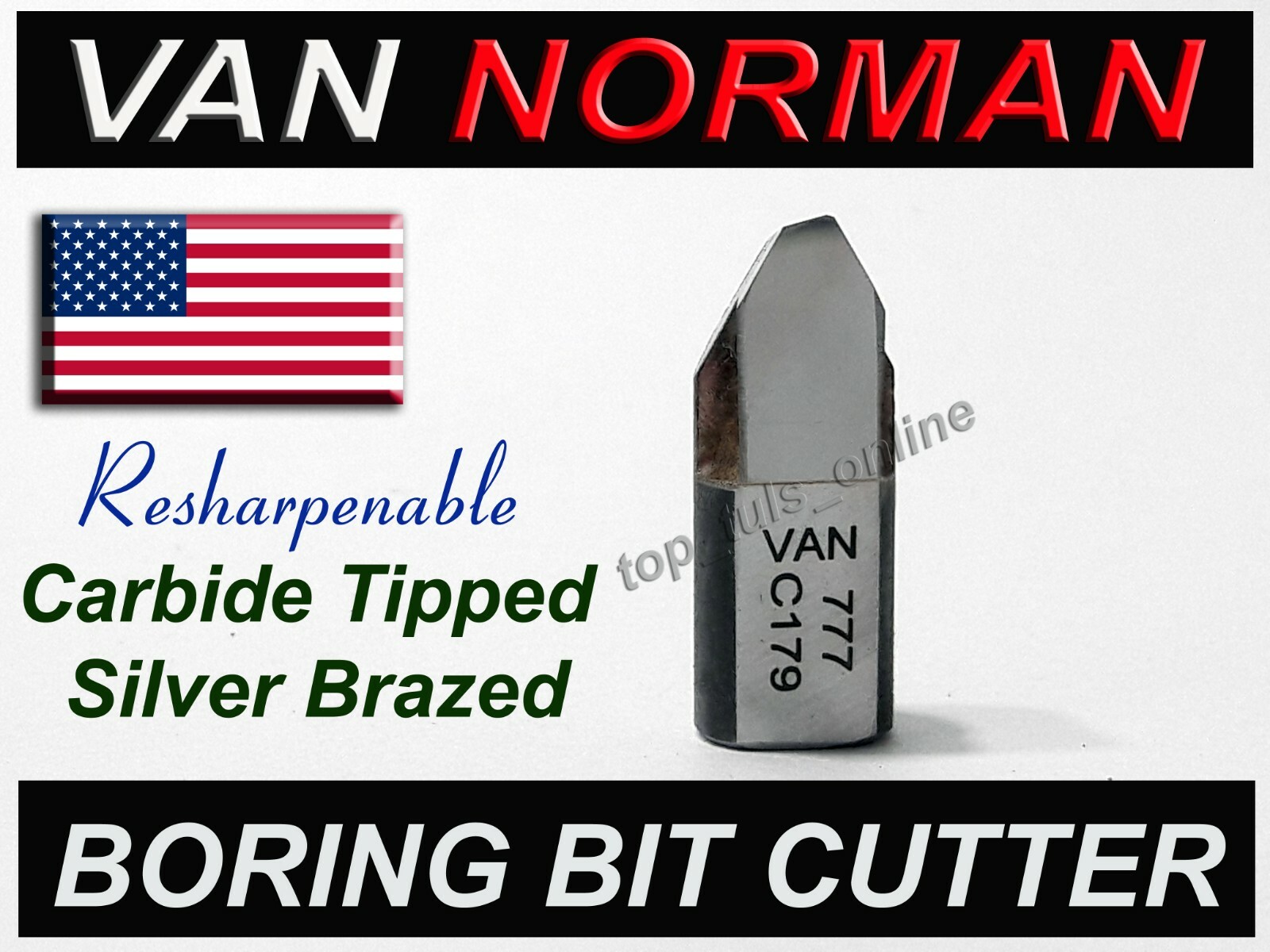Van Norman USA Boring Bar Bit 944S & 777S 3/8" V Re sharpnable Carbide ...