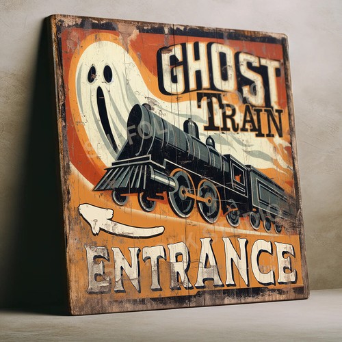 Ghostly Express Wooden Handmade Ghost Train Funfair Décor Large 34cm ...