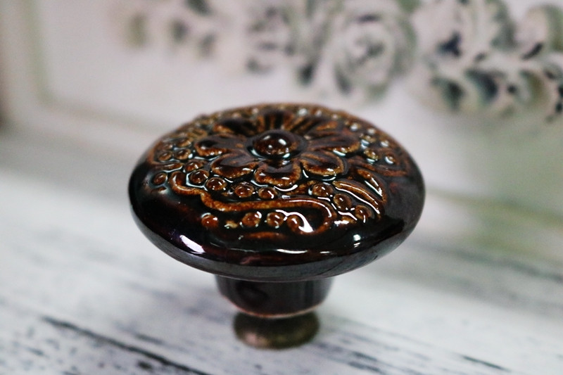 Ceramic Cameo Bas-relief Cabinet Knob Handle Antique Drawer Pull Rural ...