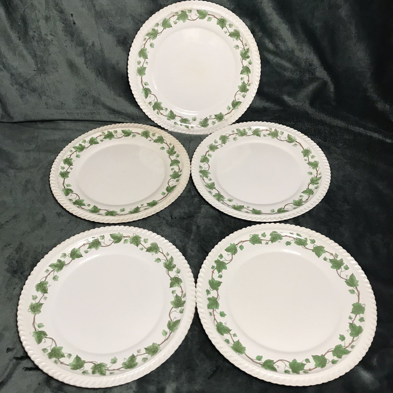 Vtg Harker Royal Gadroon Pottery IVY Dinner Set Scalloped Edge SET OF ...