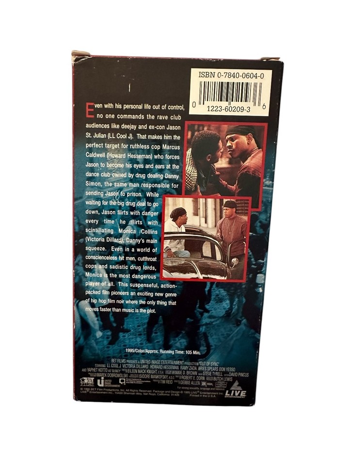Out of Sync VHS 1995 Hip Hop Noir Action LL Cool J LIVE Entertainment ...