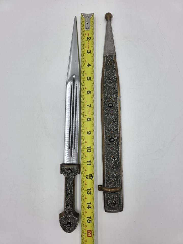 ANTIQUE ORIGINAL RUSSIAN CAUCASIAN KINJAL SILVER NIELLO. kindjal dagger ...