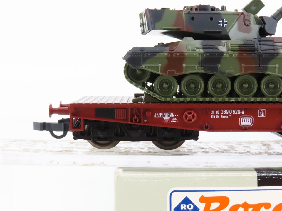 HO Scale Roco Minitanks 813 DB Deutsche Bahn Flat Car w/ Military Tank ...