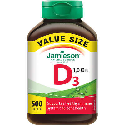 Jamieson Vitamin D 1000IU Value Pack Calcium Absorption Teeth 500 ...