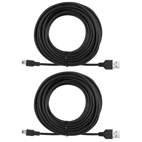 15 ft Long Mini USB Cable for PS3 Controller Mini-B Charger Cord 2-Pack ...