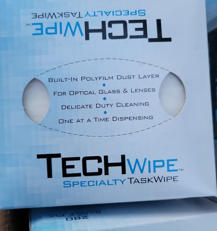 2 TECHWIPE Specialty Task Wipes 4X8 1-Ply Pop-up 280/Box Delicate Duty ...