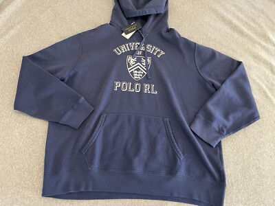 Polo Ralph Lauren University Blue Pullover Hoodie Sweater Mens XXL 2XL ...