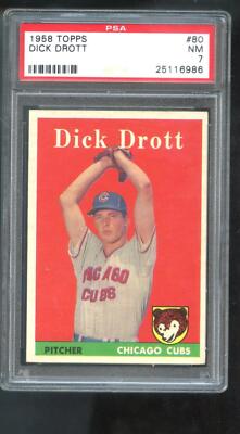 1958 Topps #80 Dick Drott PSA 7 Graded Baseball Card MLB Chicago Cubs ...