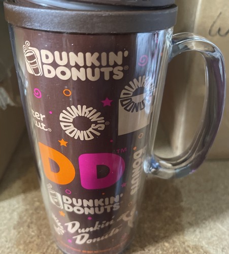 Dunkin Donuts Travel Mug Tumbler W/Handle 16oz Brown Mister Donut 2010 ...
