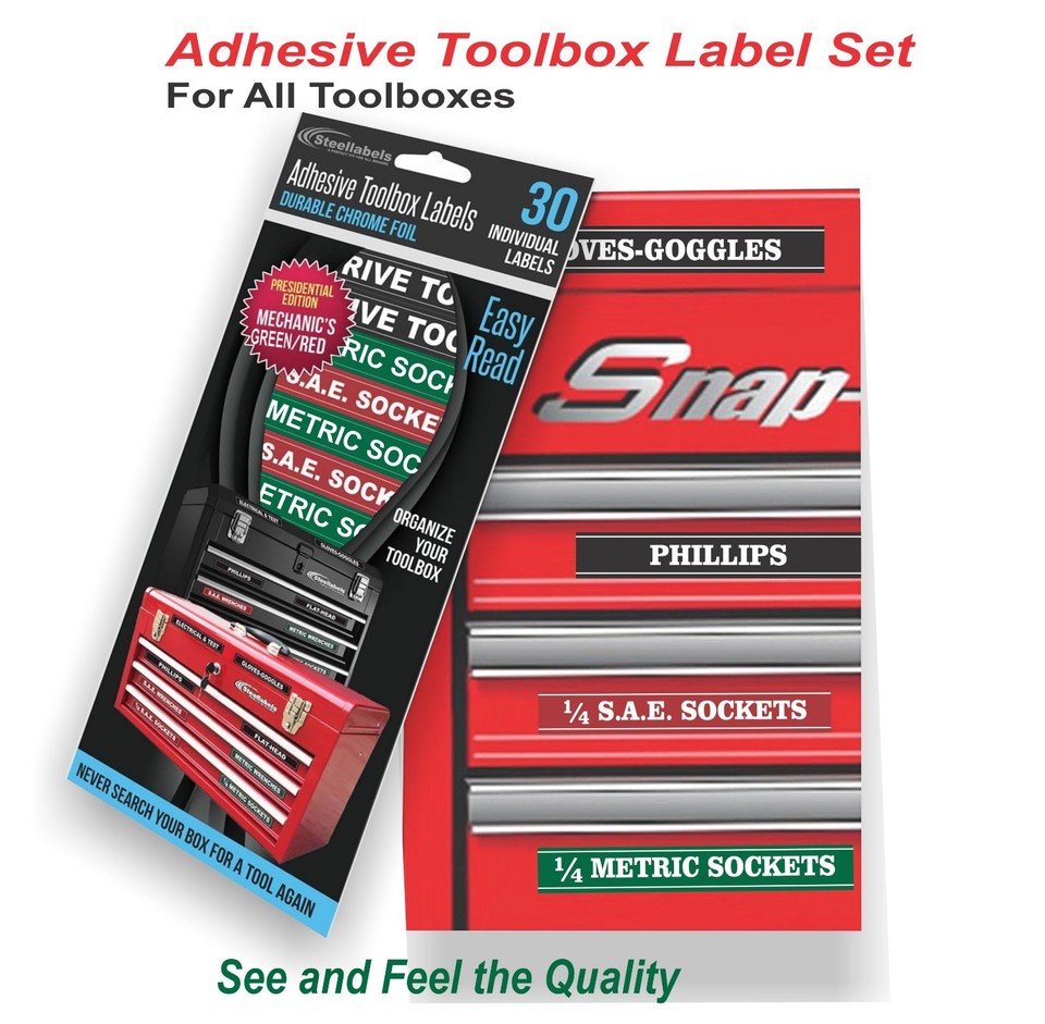 2 PACK TOOLBOX LABELS peel & stick organize all tool boxes, storage ...