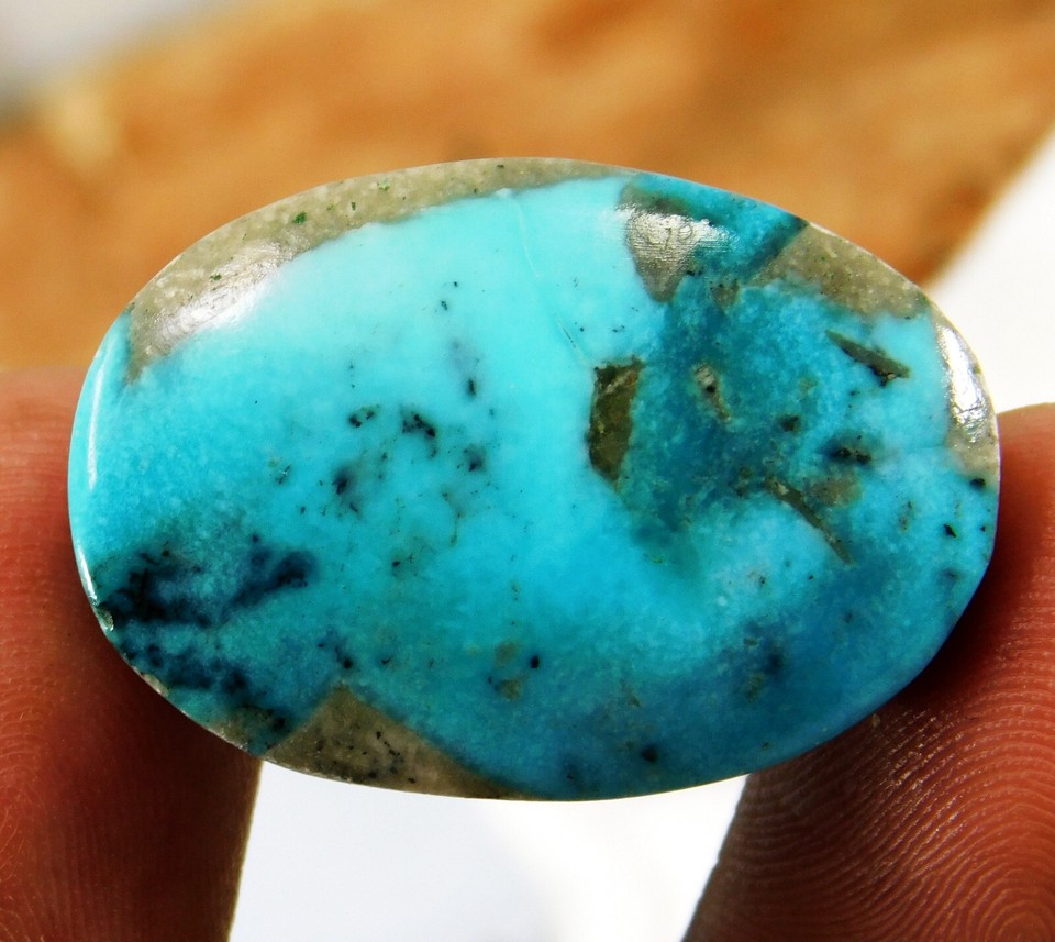 Certified 34 Ct Natural Arizona Morenci Blue Turquoise Oval Cut Loose ...
