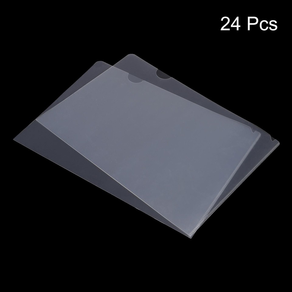 24pcs L Type Folders A4 Plastic Clear Paper Document Jacket Pocket ...