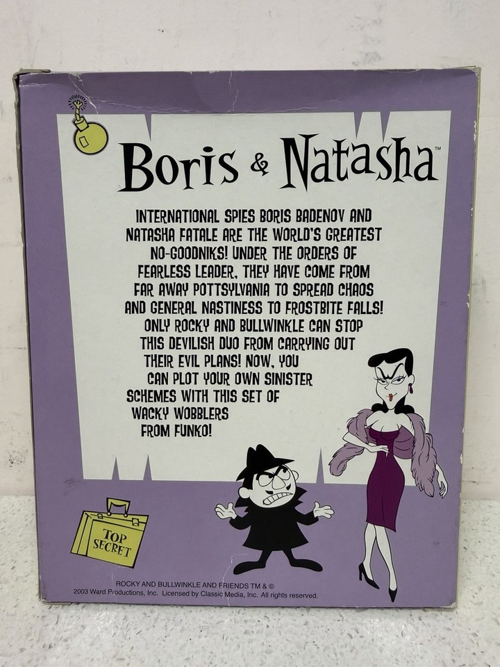 Funko Wacky Wobblers Boris & Natasha Bobblehead in box 2003 Rocky ...