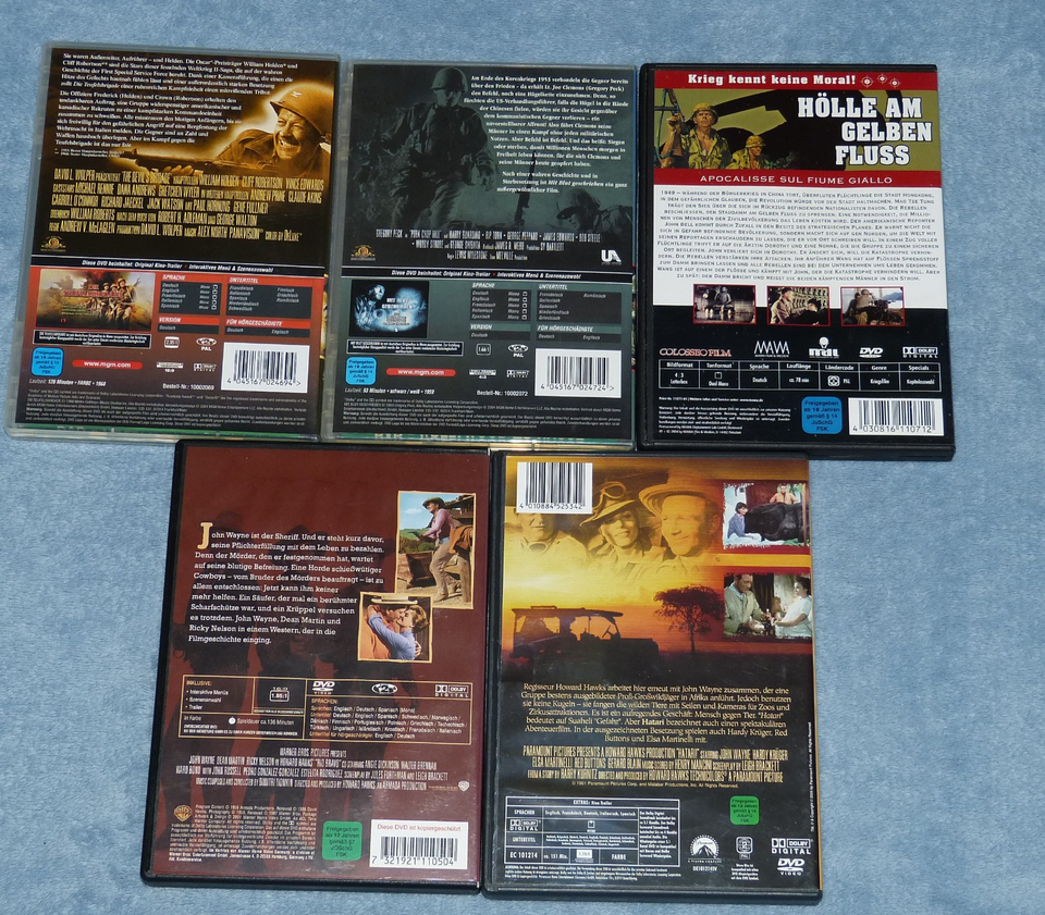 5 x DVD Filme Krieg Western Abenteuer - John Wayne Gregory Peck ...