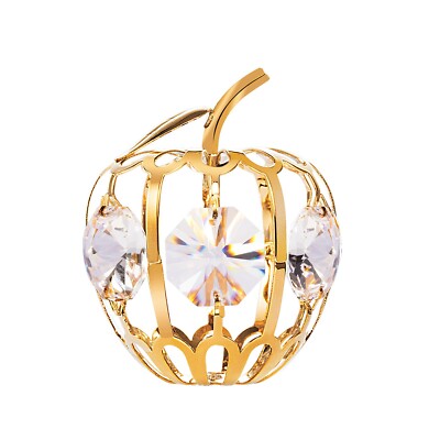 SWAROVSKI CRYSTAL ELEMENT STUDDED APPLE FIGURINE ORNAMENT 24K GOLD ...