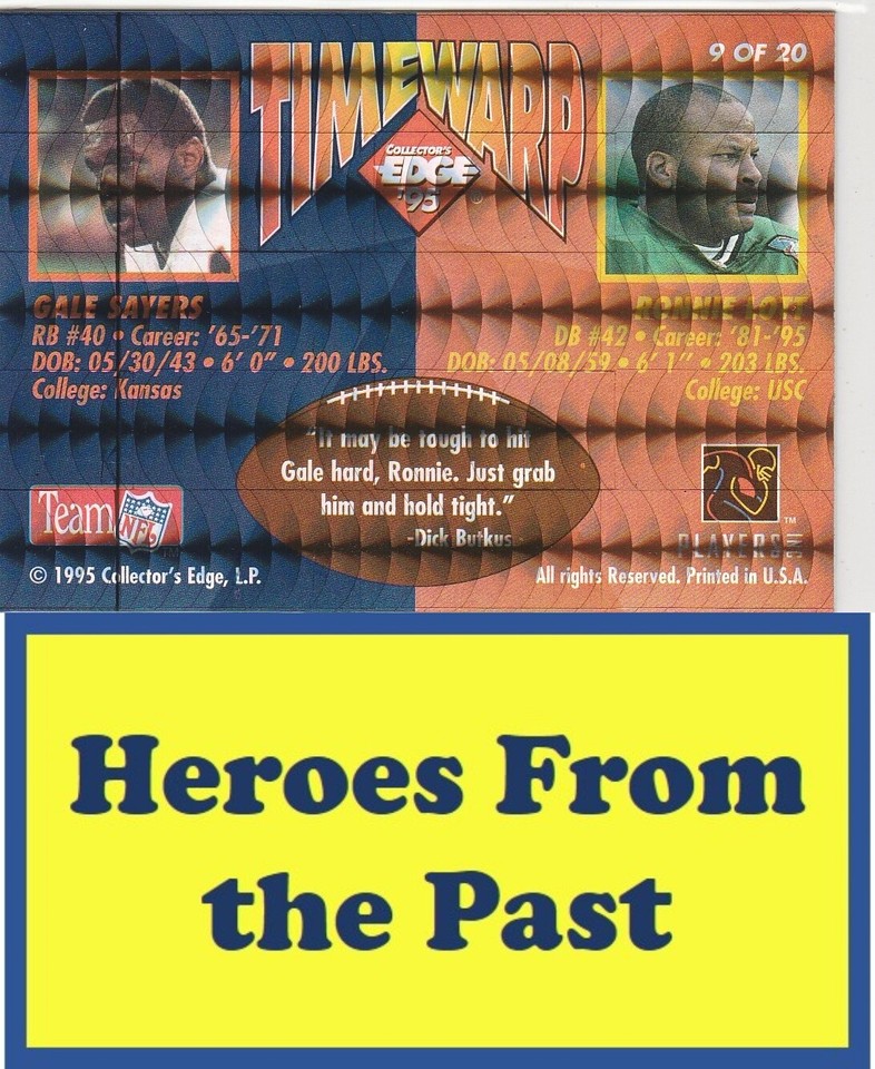 1995 Collector's Edge TimeWarp Prisms #9 Ronnie Lott / Gale Sayers 053 ...