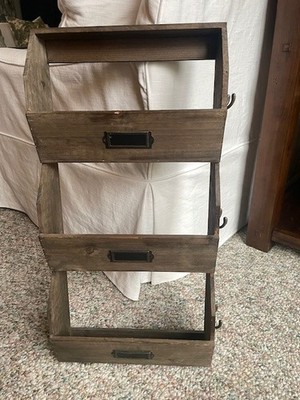 RUSTIC WALL MOUNTED MAIL ORGANIZER W/3 HOOKS FOR KEYS & MISCELLANEOUS ...