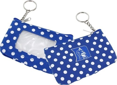 Duke Blue Devils Team Logo NCAA Nylon Polka Dot Zippered Coin Purse Key ...