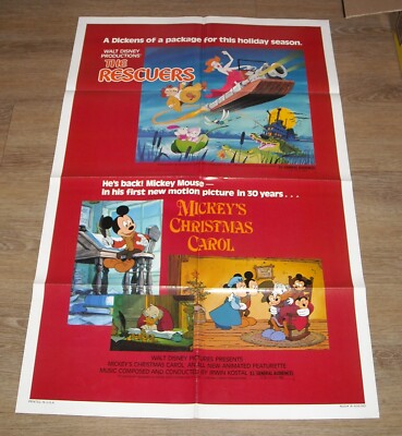 1983 DISNEY The RESCUERS and MICKEY's CHRISTMAS CAROL 1 SHEET MOVIE ...