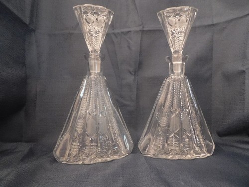 Decorative Cut Glass Tapered Oval Shaped Decanters - Set of 2 | eBay