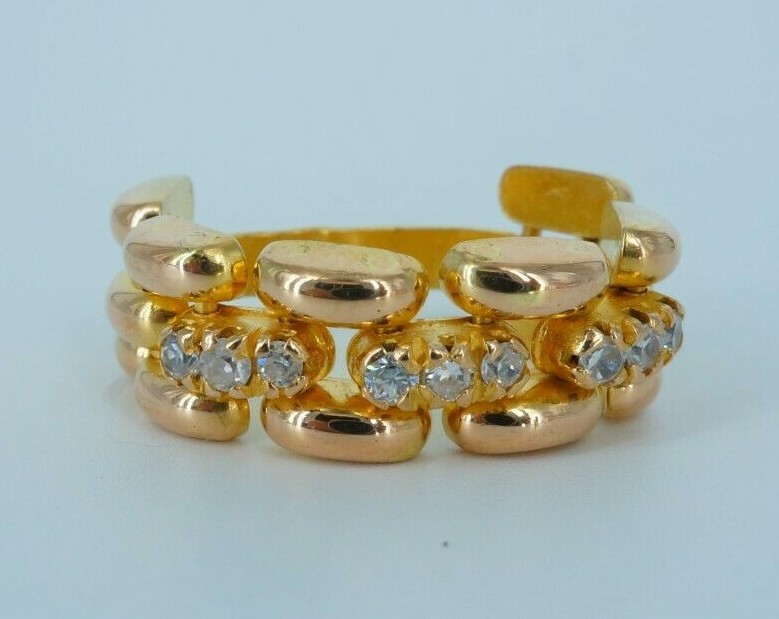 21k Gold Watch Band Style Diamond Ring - Gem