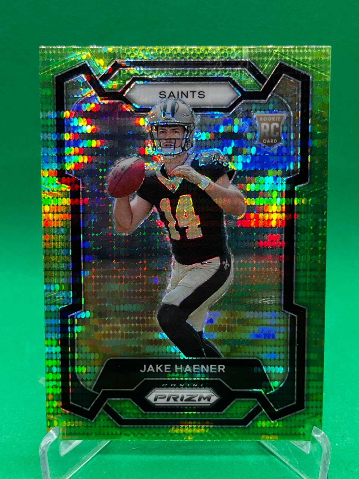 2023 Panini Prizm Prizms Neon Green Pulsar #374 Jake Haener RC | eBay