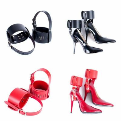 PU Leather Lockable Ankle Belt Restraints cuff Fixed to High Heels ...