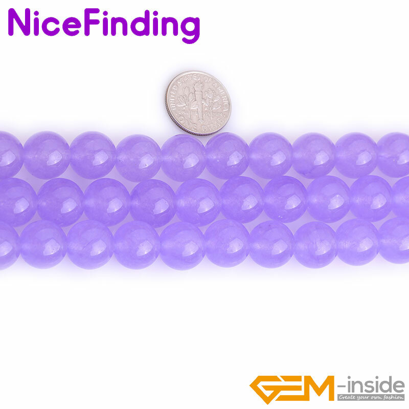 Light Purple Jade Round Gemstone Beads For Jewelry Making Loose Beaded ...