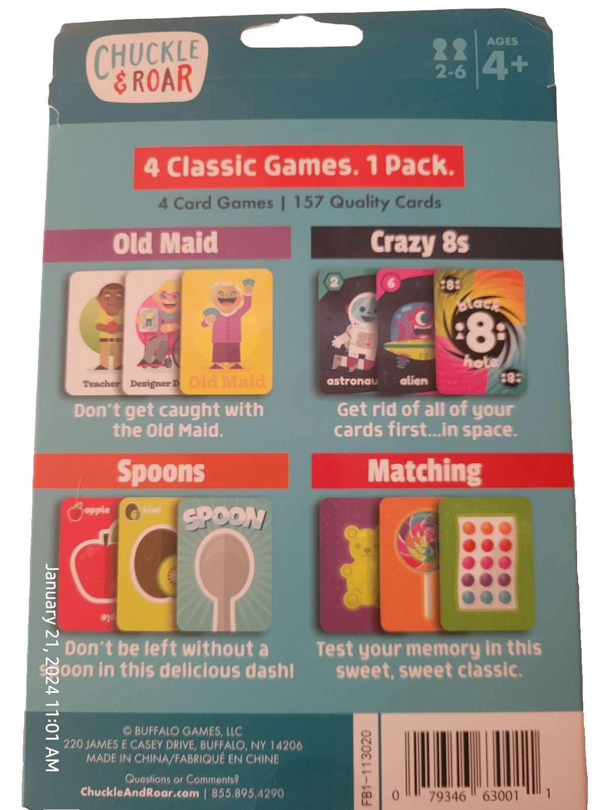 Chuckle & Roar 4pk of Classic Card Games - Old Maid Spoons Matching and ...