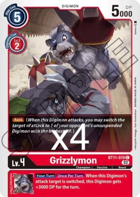 4X Digimon Card Game Grizzlymon BT11-010 Common NM | eBay