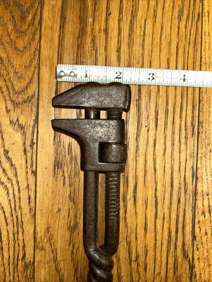 Antique Monkey Wrench Iron Twisted Handle Early Spanner Original 8 In ...