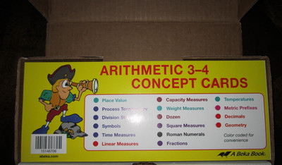 Abeka 3rd 4th Grade Arithmetic Concept Cards # 151467 Math Flashcards ...