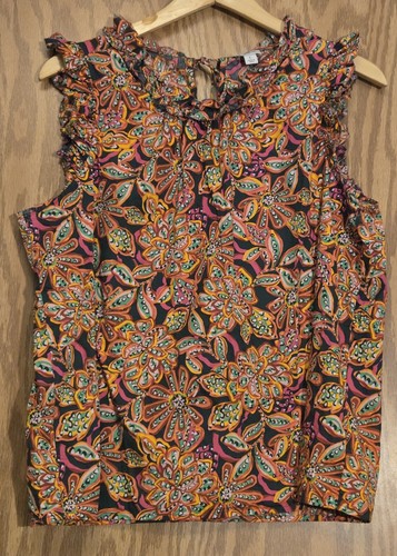 J CREW Re-Imagined Sleeveless Ruffle Blouse Keyhole Back Neck Tie ...