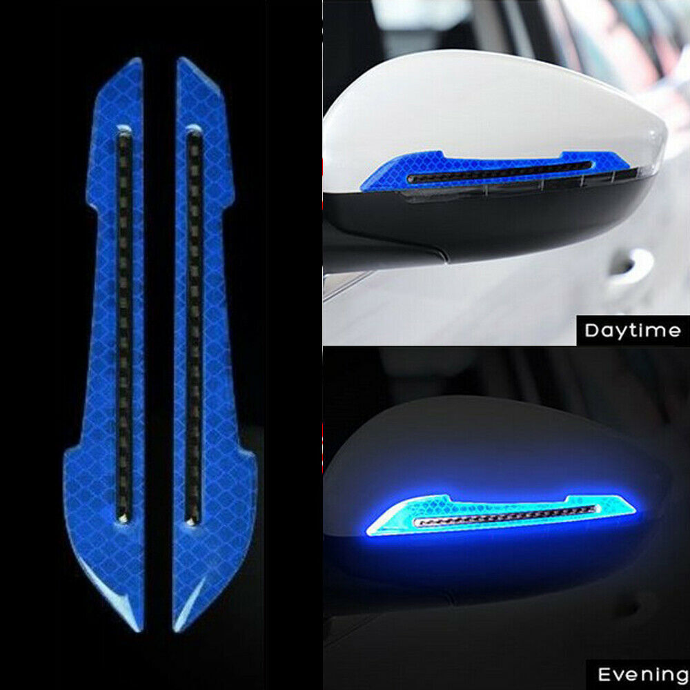 2x Car Reflective Sticker Carbon Fiber Side Mirror Warning Molding ...