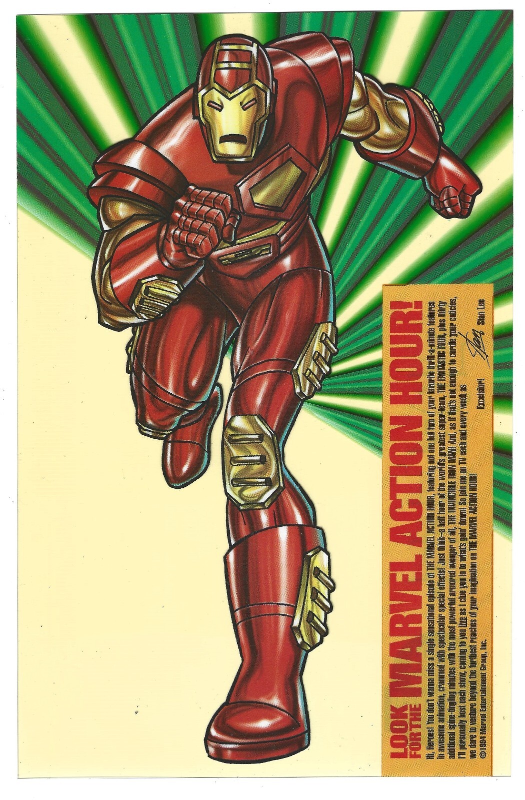MARVEL UNIVERSE SERIES V JUMBO PROMO CARD IRON MAN UNNUMBERED SKYBOX ...
