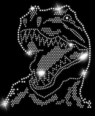 T Rex Dinosaur Crystal Rhinestone Transfer IRON ON T Shirt Diamante ...