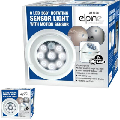 360° ROTATING 8 LED PIR MOTION SENSOR CORDLESS SECURITY BRIGHT WALL ...