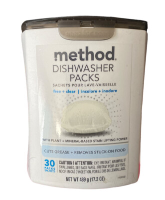 Method Dishwasher Detergent Packs Free + Clear 30 count | eBay