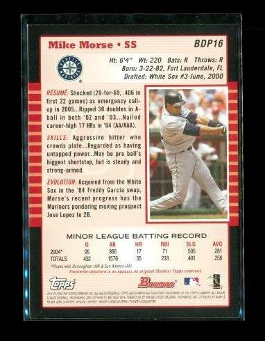2005 TOPPS BOWMAN Baseball Trading Card BDP16 MIKE MORSE Seattle ...